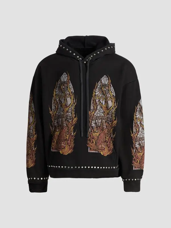 WHO DECIDES WAR Stained-glass Studded Cotton Hoodie