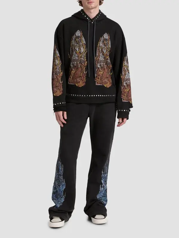 WHO DECIDES WAR Stained-glass Studded Cotton Hoodie
