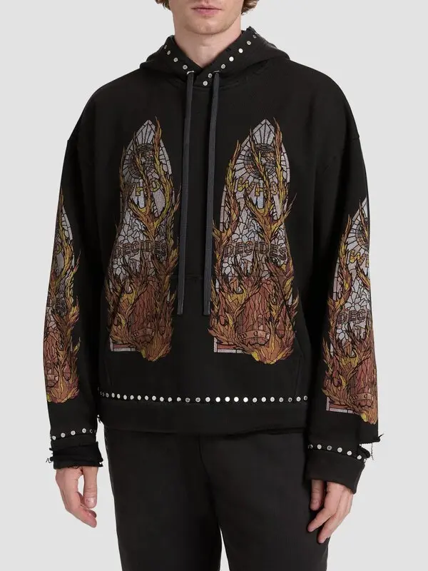 WHO DECIDES WAR Stained-glass Studded Cotton Hoodie
