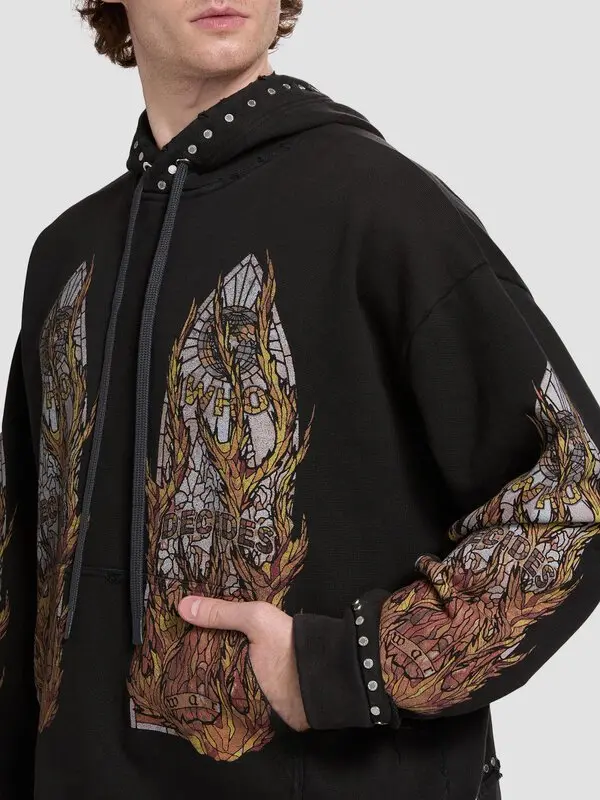 WHO DECIDES WAR Stained-glass Studded Cotton Hoodie