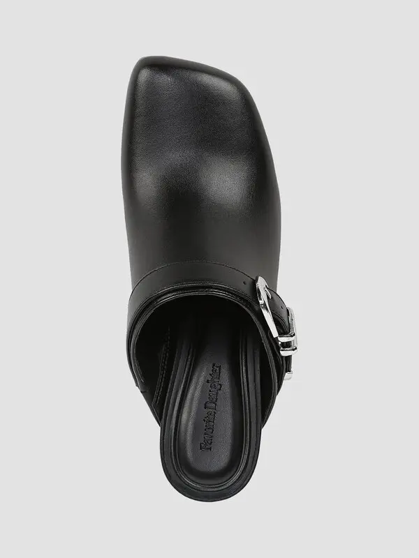 FAVORITE DAUGHTER Cece 70mm Leather Mules - Black