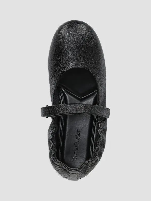 FAVORITE DAUGHTER Emilia Leather Ballet Flats - Black