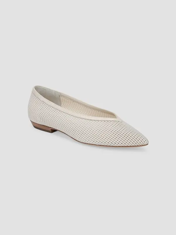 Veronica Beard Bancroft Mesh-leather Ballerina Flats - Ecru