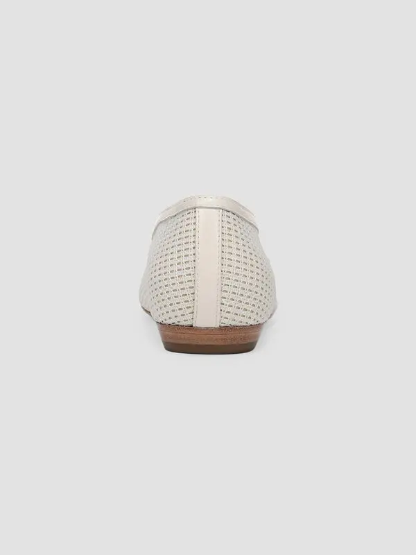 Veronica Beard Bancroft Mesh-leather Ballerina Flats - Ecru
