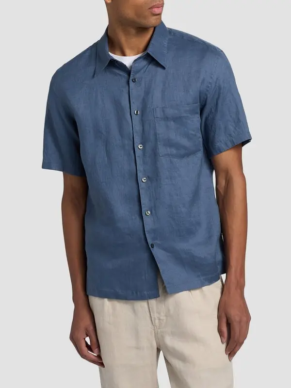Theory Irving Relaxed-fit Linen Pocket Shirt - Bering