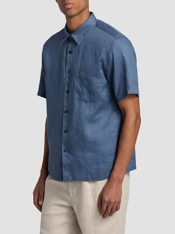 Theory Irving Relaxed-fit Linen Pocket Shirt - Bering