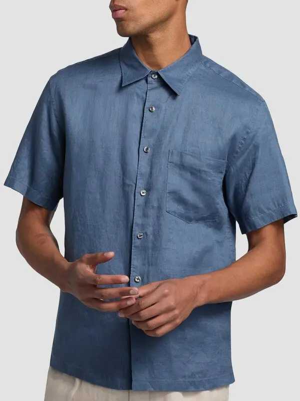 Theory Irving Relaxed-fit Linen Pocket Shirt - Bering