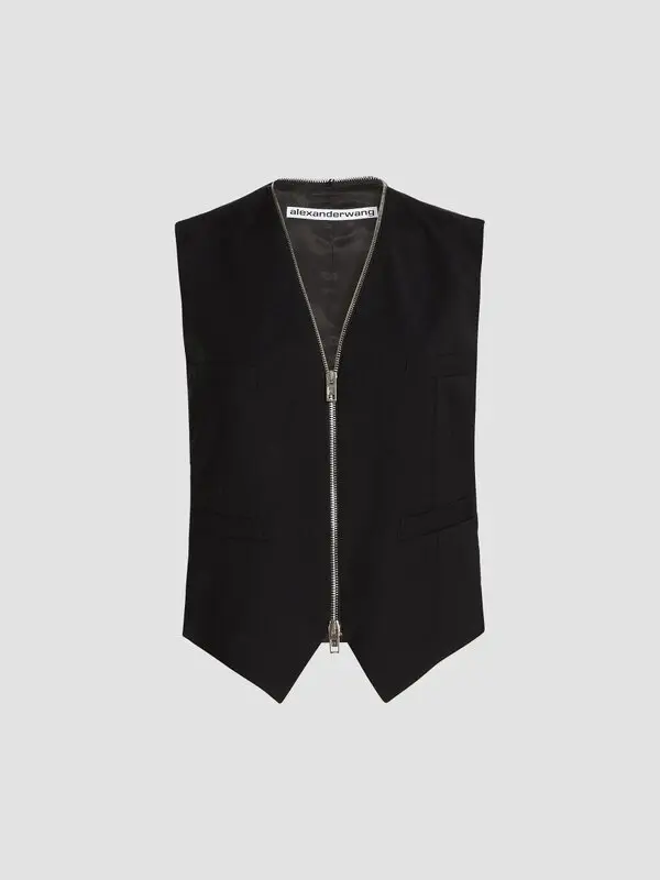 Alexander Wang Tailored Wool-blend Zip Vest - Black