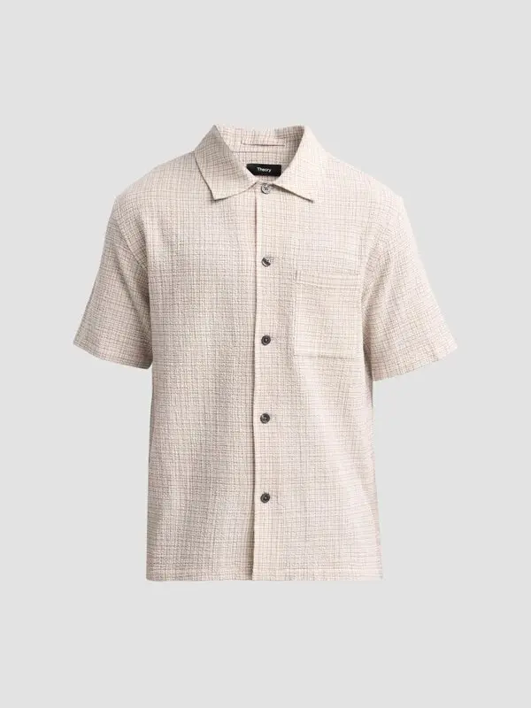 Theory Checked Textured Cotton-blend Camp Shirt - Morel Multi