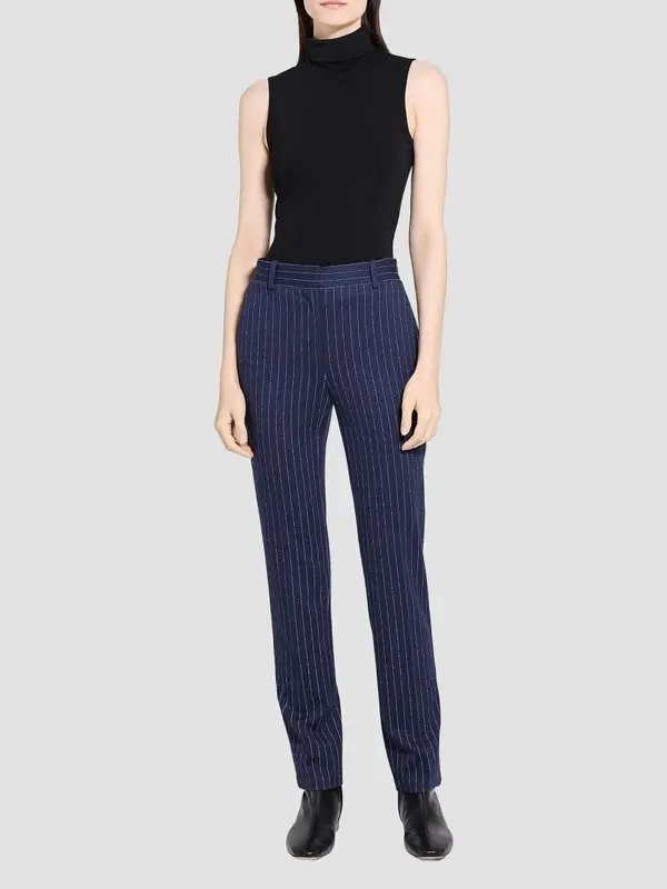Theory Pinstriped Crepe Slim-fit Pants