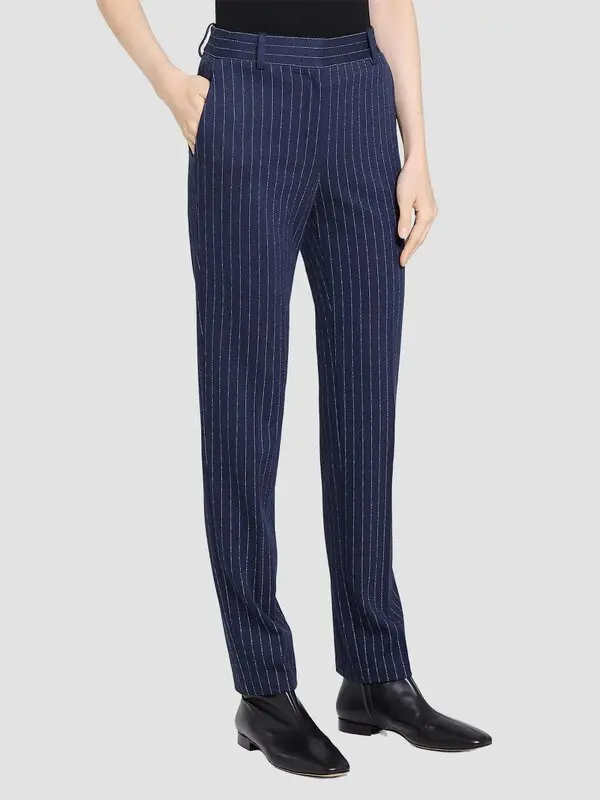 Theory Pinstriped Crepe Slim-fit Pants