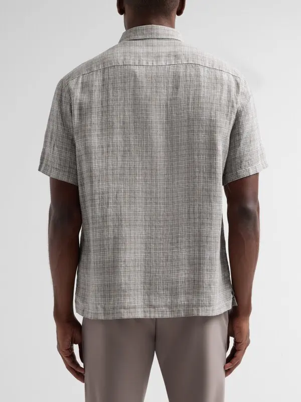 Theory Irving Plaid Linen Shirt