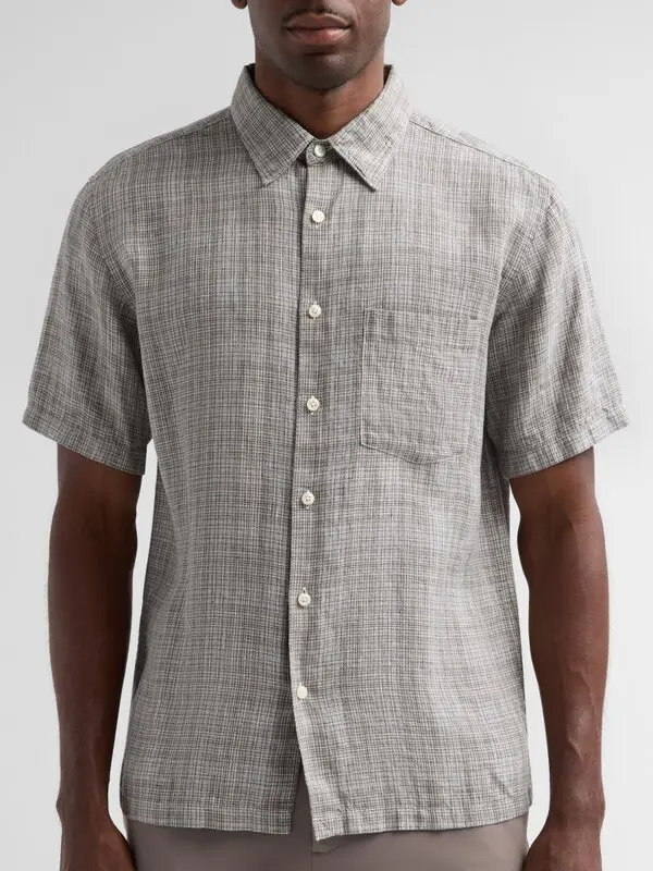Theory Irving Plaid Linen Shirt