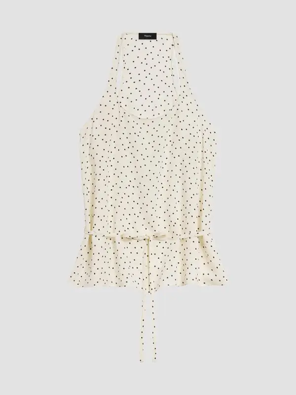 Theory Polka Dot Tie-waist Top - Ivory Multi