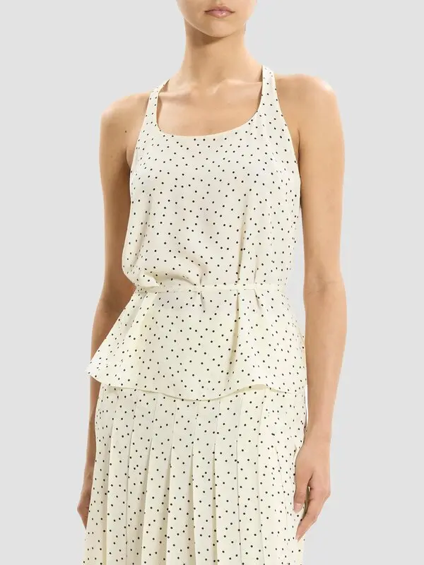 Theory Polka Dot Tie-waist Top - Ivory Multi