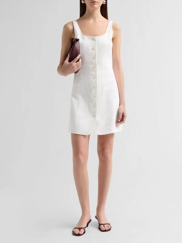 Theory Linen-blend Sculpted Button-front Minidress