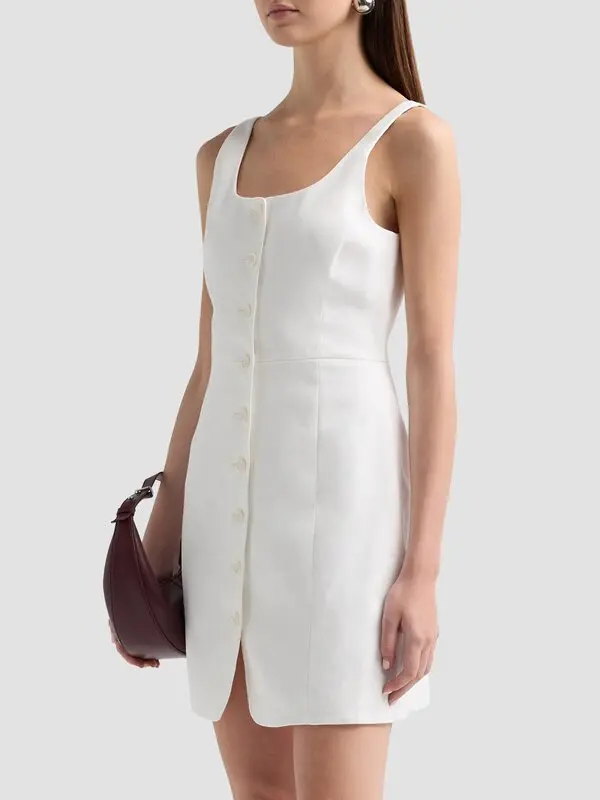 Theory Linen-blend Sculpted Button-front Minidress