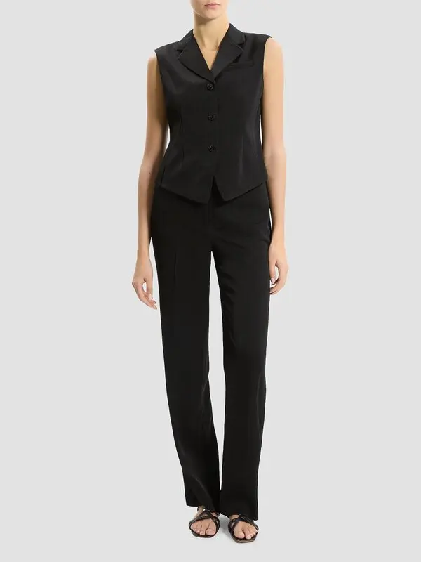 Theory Notch Lapel Cinched Satin Vest