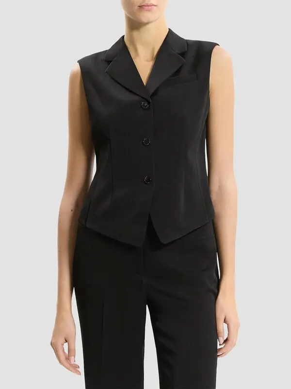 Theory Notch Lapel Cinched Satin Vest