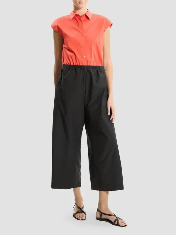Theory Cotton-blend Wide-leg Crop Pants