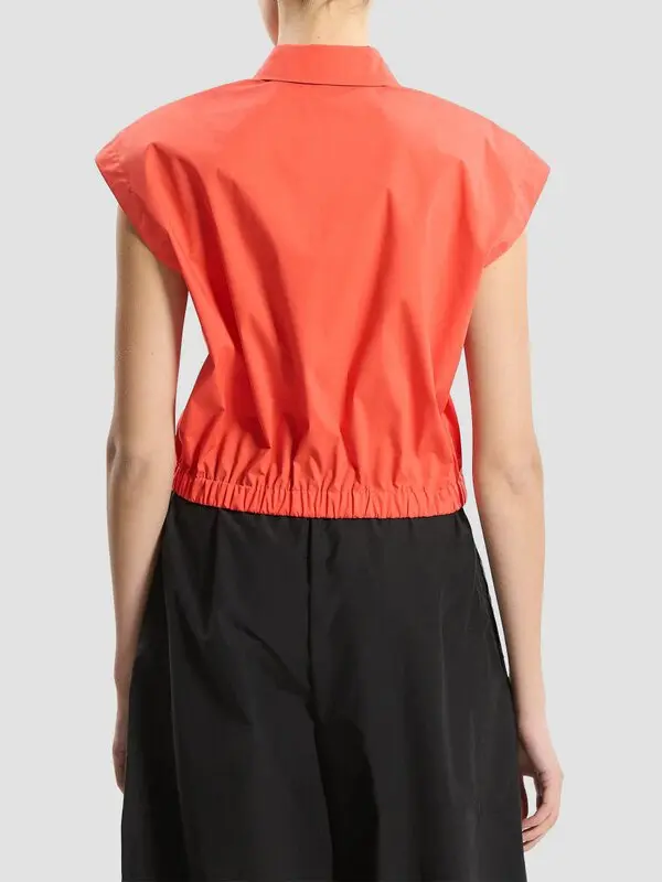 Theory Cotton Poplin Crop Shirt - Poppy