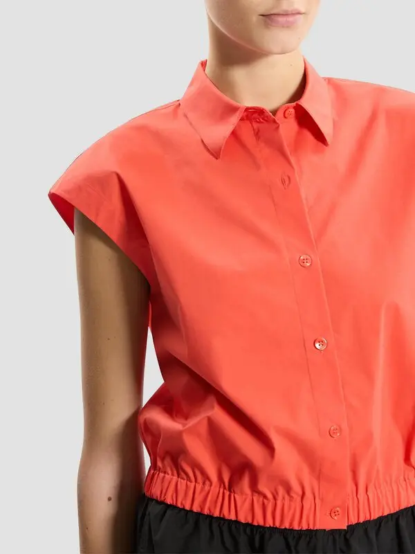 Theory Cotton Poplin Crop Shirt - Poppy