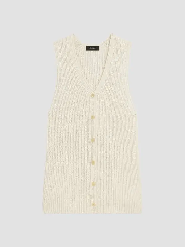 Theory Full Cardigen Rib-knit Cotton Vest