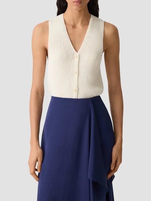 Theory Full Cardigen Rib-knit Cotton Vest