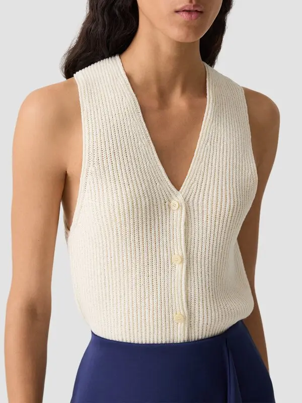 Theory Full Cardigen Rib-knit Cotton Vest