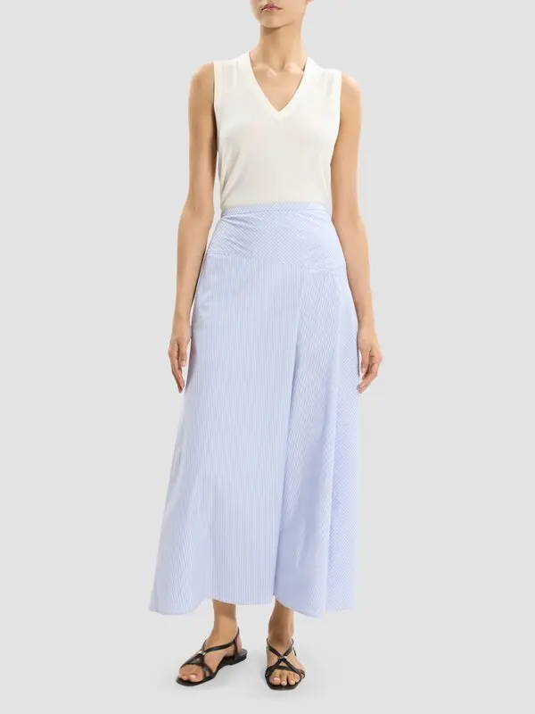 Theory Striped Cotton-blend Maxi Skirt