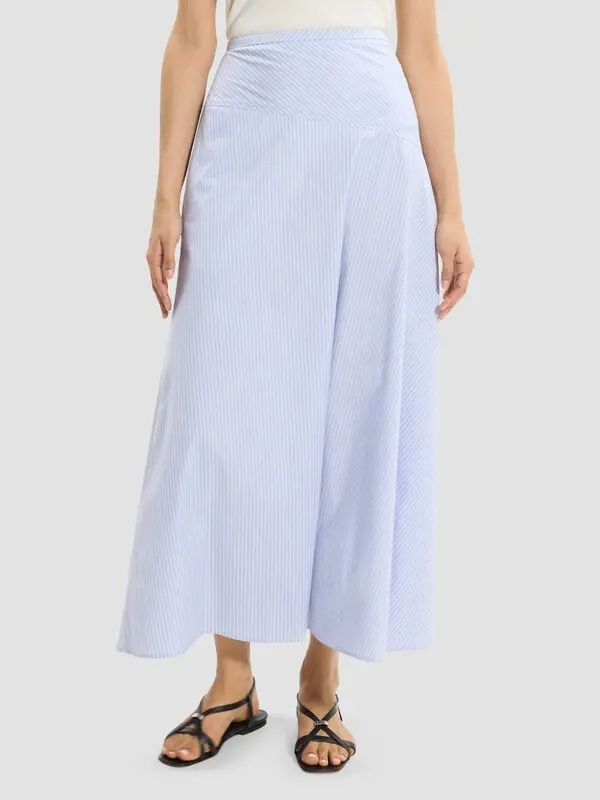 Theory Striped Cotton-blend Maxi Skirt