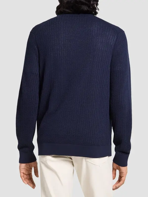 Theory Walton Knit Cotton Zip-front Sweater - Baltic