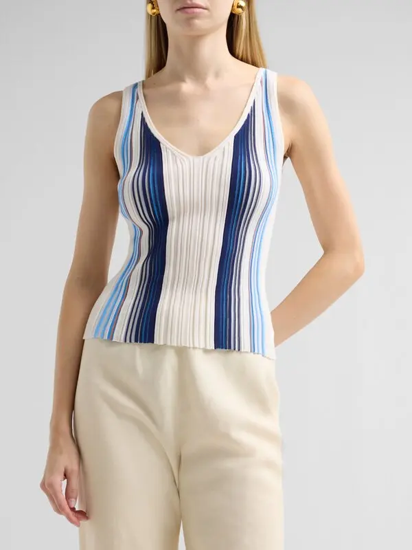 Theory Textured Stripe Scoopneck Tank
