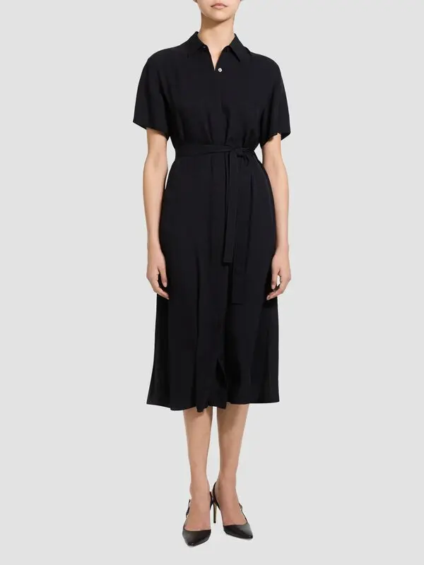 Theory Belted Twill Midi Shirtdress