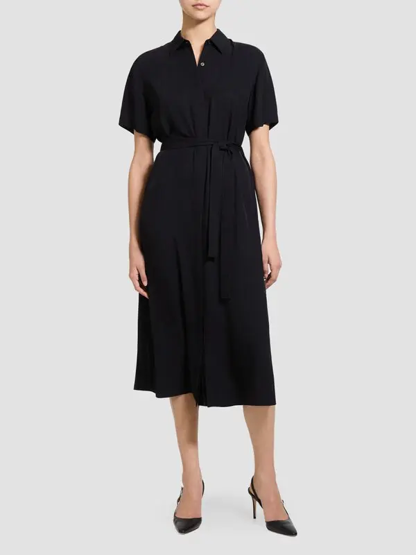 Theory Belted Twill Midi Shirtdress