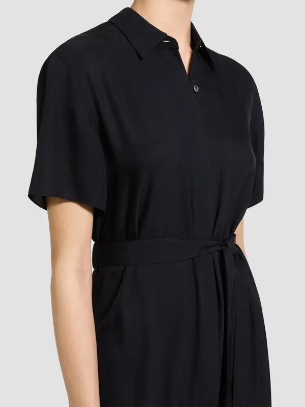 Theory Belted Twill Midi Shirtdress