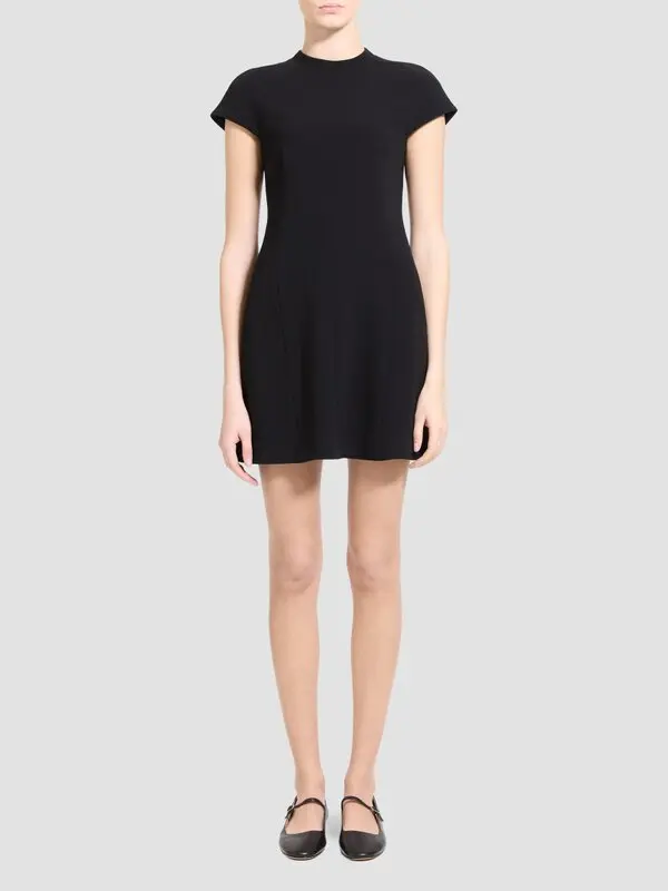 Theory Cap-sleeve Mockneck Mini Dress - Black
