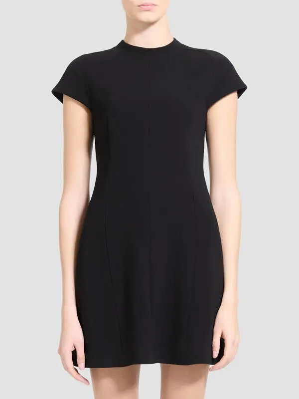 Theory Cap-sleeve Mockneck Mini Dress - Black