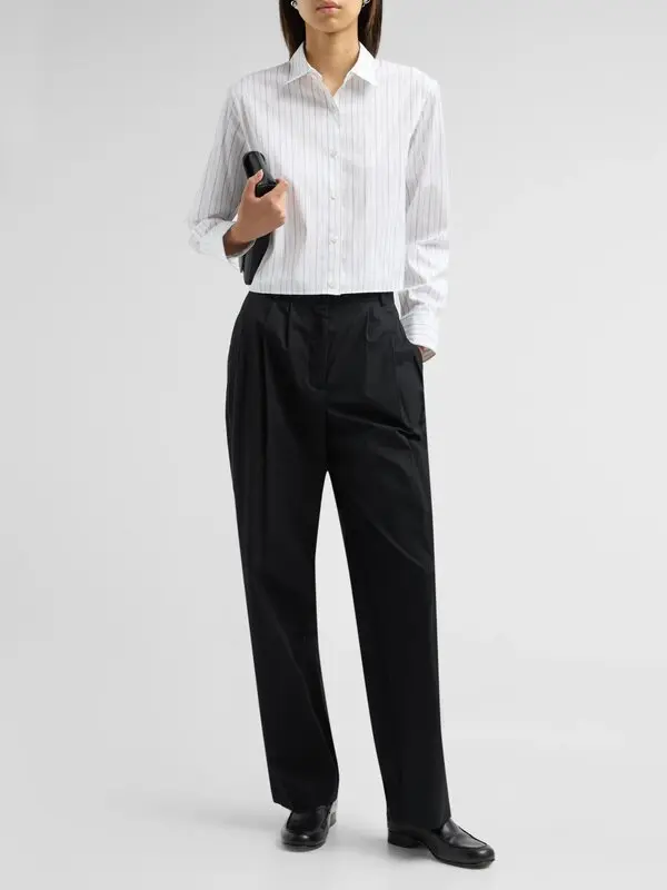 Theory Striped Cotton-blend Boxy Shirt