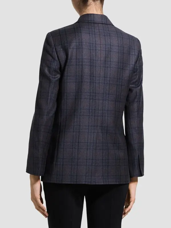 Theory Plaid Relaxed-fit Double-breasted Jacket
