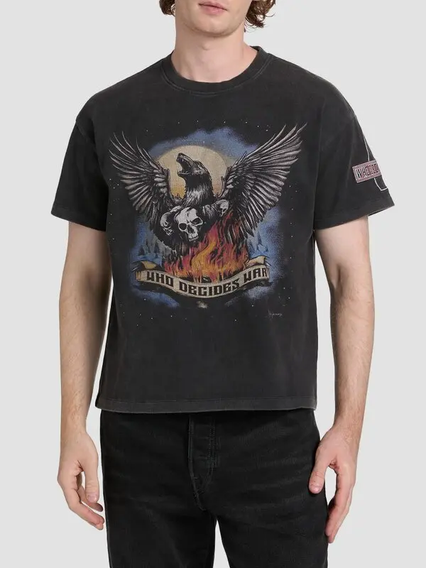WHO DECIDES WAR Moon Jersey Graphic Washed Cotton T-shirt