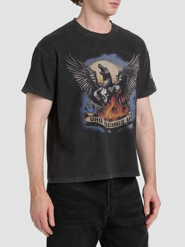 WHO DECIDES WAR Moon Jersey Graphic Washed Cotton T-shirt