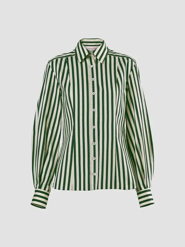 Carolina Herrera Isabella Striped Cotton-blend Shirt - Ivory Multi