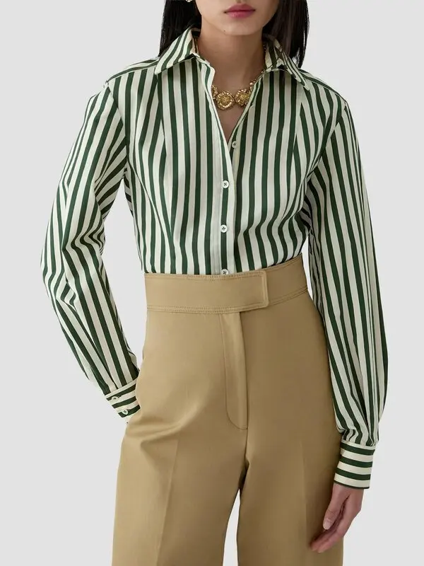 Carolina Herrera Isabella Striped Cotton-blend Shirt