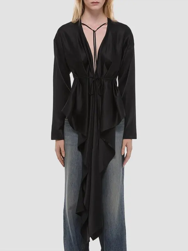 Helmut Lang Scarf-drape Silk Top - Black