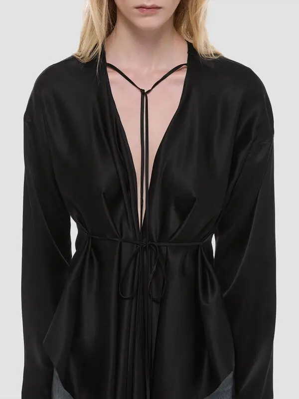 Helmut Lang Scarf-drape Silk Top - Black