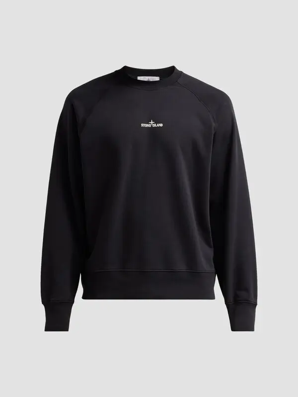 Stone Island Felpa Cotton Crewneck Sweatshirt - Black