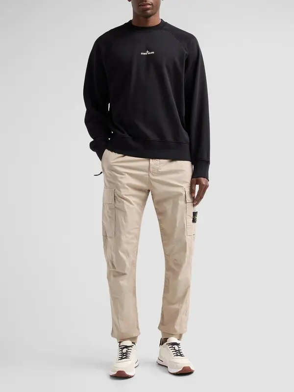 Stone Island Felpa Cotton Crewneck Sweatshirt - Black