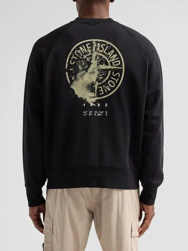 Stone Island Felpa Cotton Crewneck Sweatshirt - Black