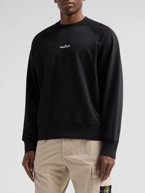 Stone Island Felpa Cotton Crewneck Sweatshirt - Black
